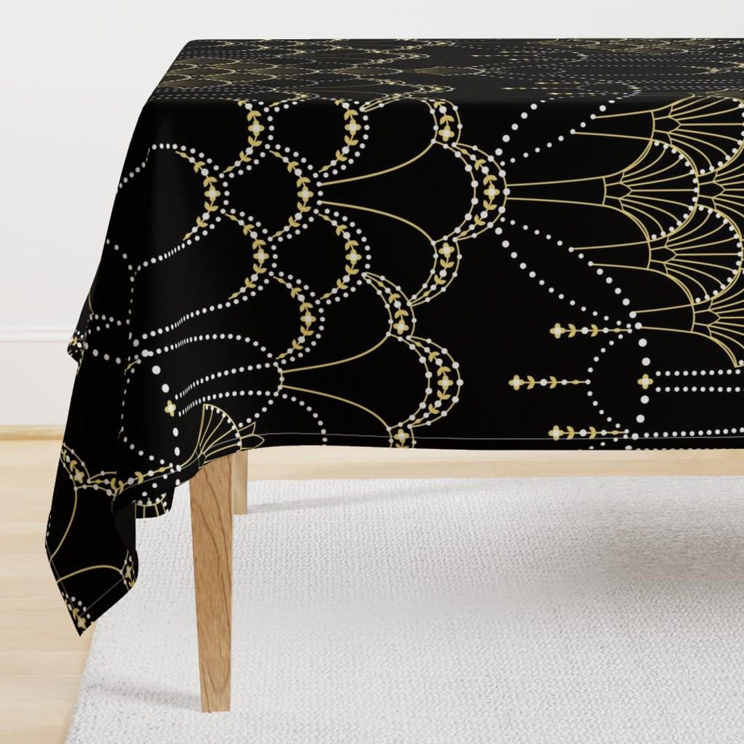 Black Art Deco Tablecloth - Deco Lace by Hannahshields - 1920s Gatsby ...