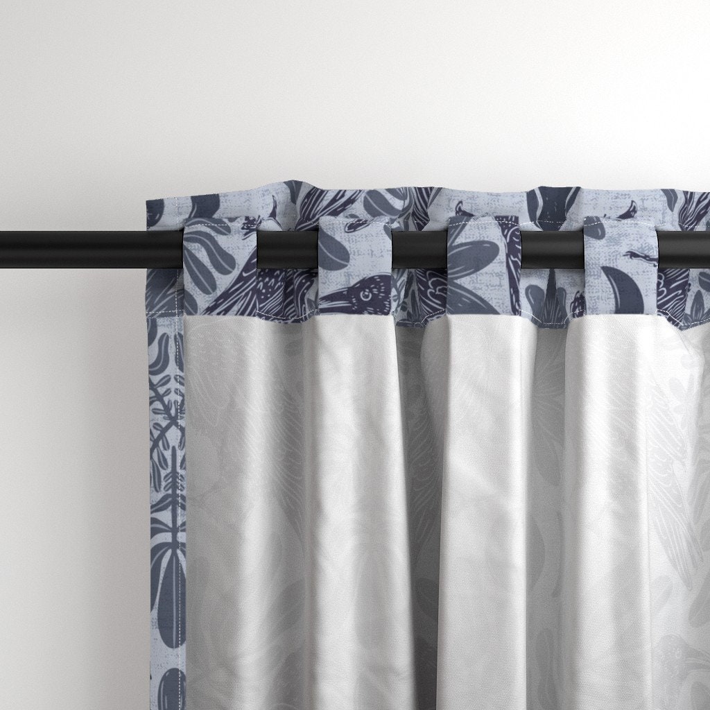 Gothic Ravens Curtain Panel - Coneflower Floral Moon Phases Dark Purple ...
