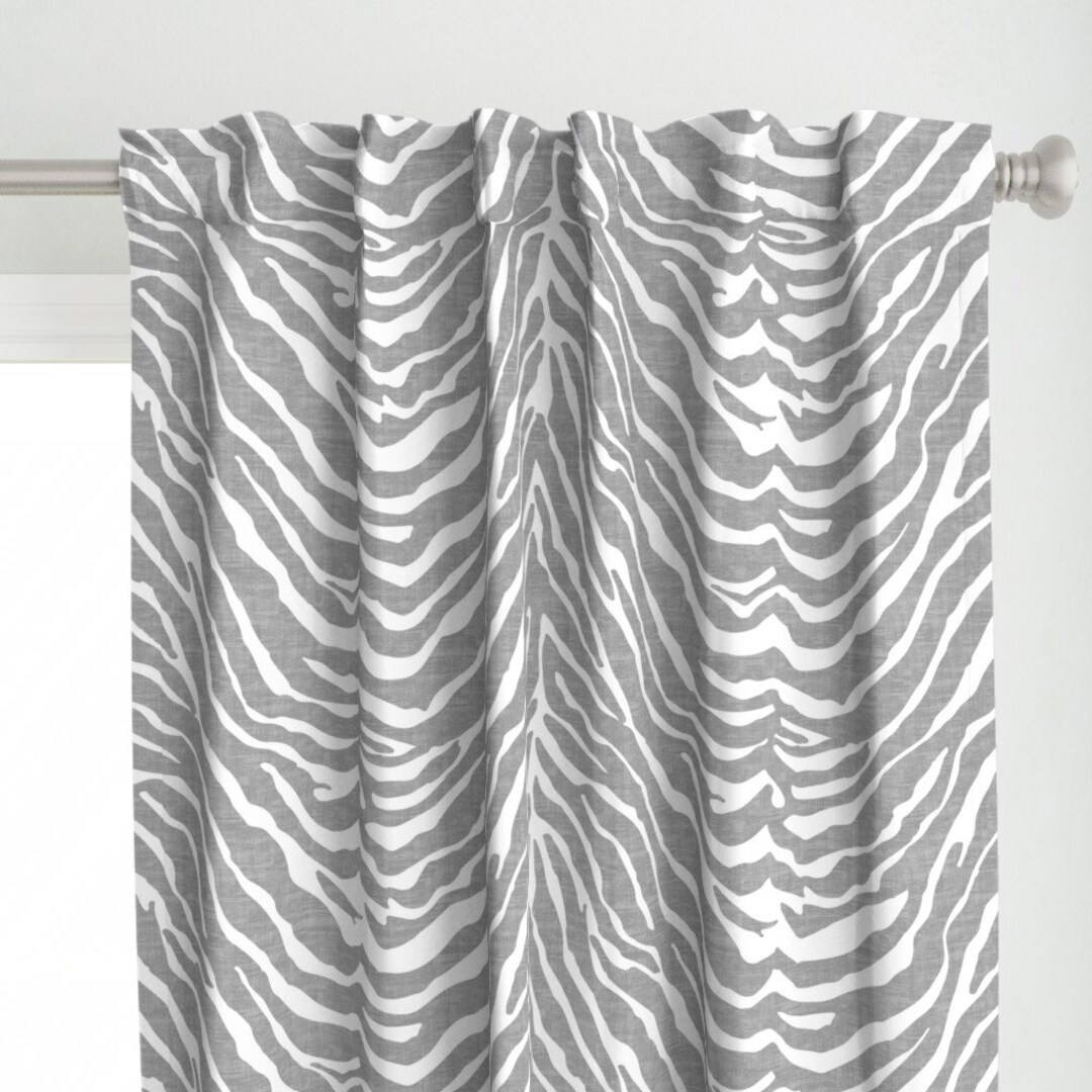 Animal Print Curtain Panel Zebra Texture by Kimsa Safari Zebra Gray and ...