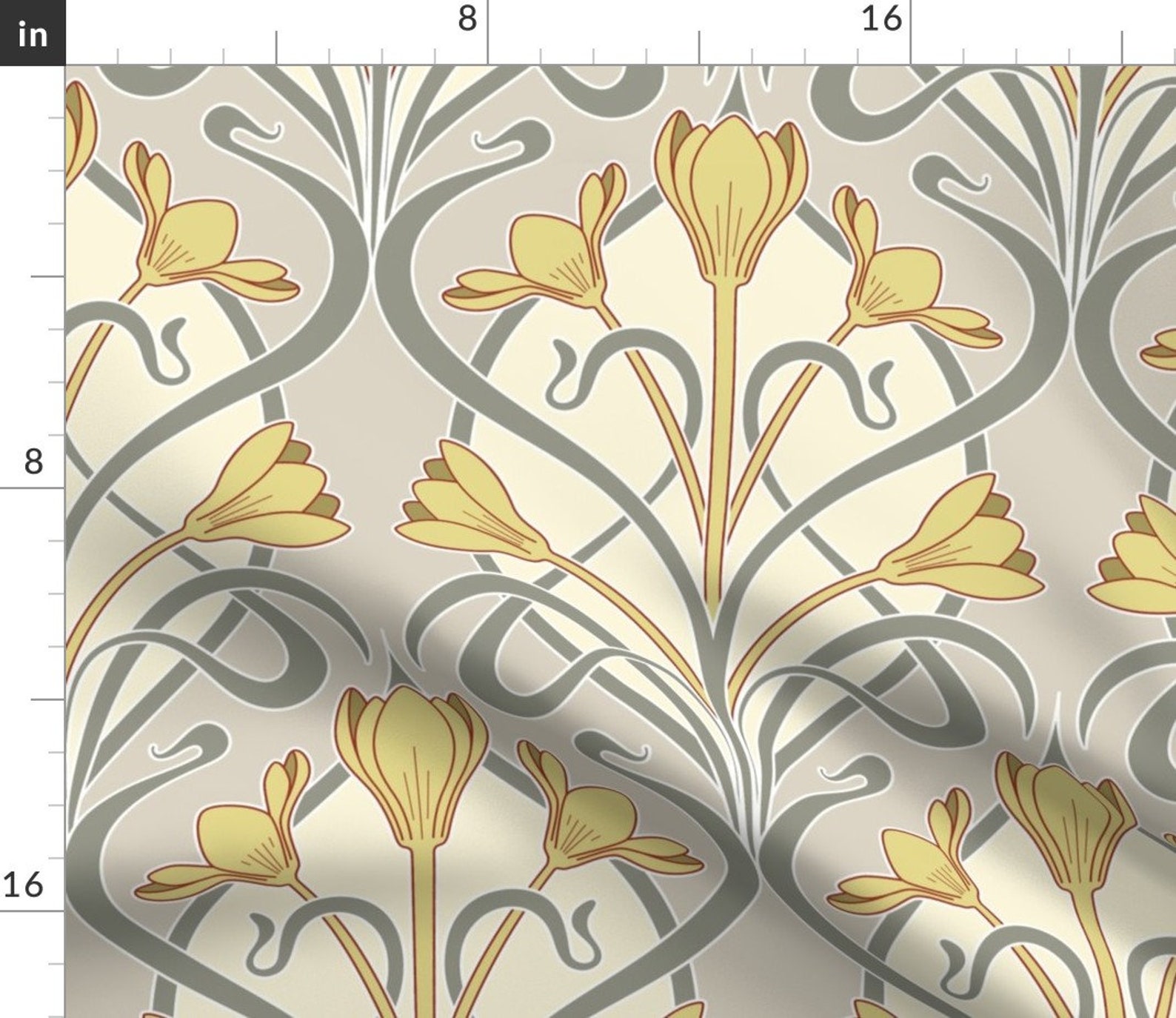 Art Nouveau Curtain Panel Crocus Art Nouveau by Mia_valdez - Etsy