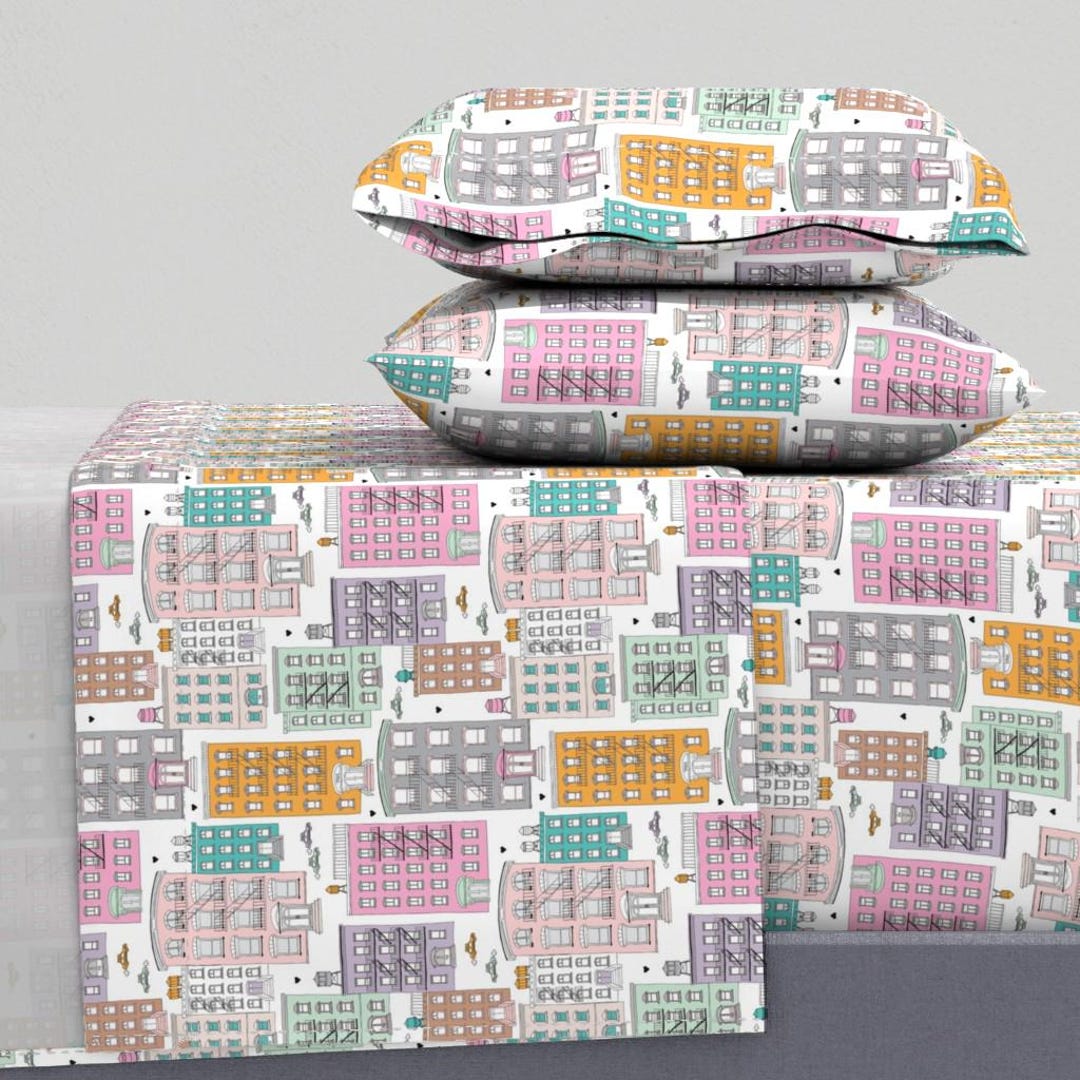 Cityscape Sheets - New York City Brownstones by Littlesmilemakers - New ...
