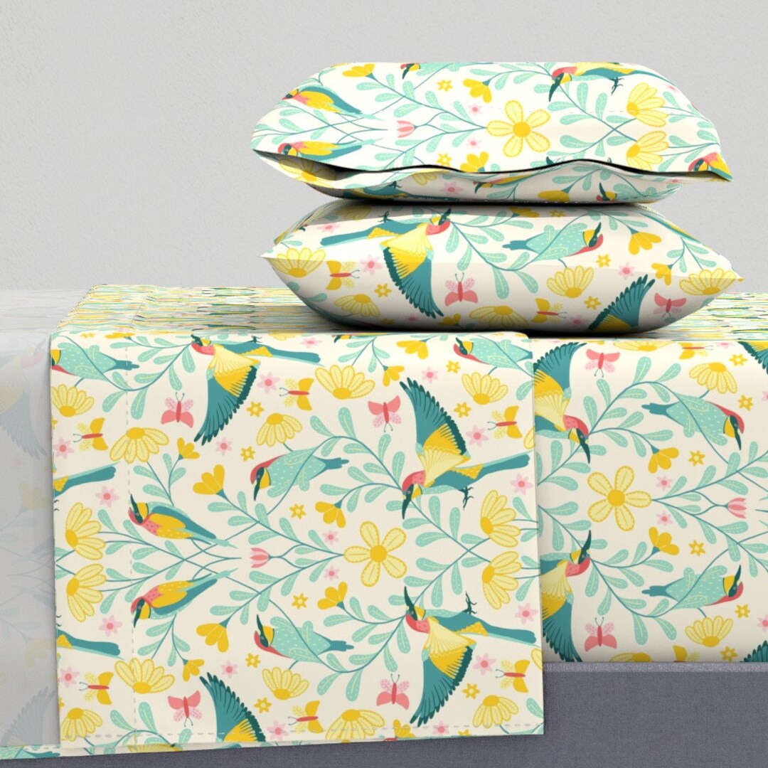 Birds Sheets Bee-eater Bird With Leaves and Flowers by Sanne_paul ...