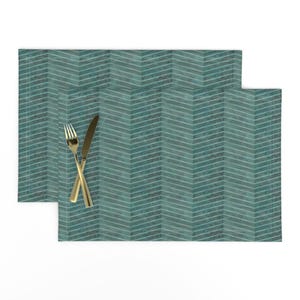 Herringbone Placemats (set of 2) - Teal_herringbone by Wren_leyland ...