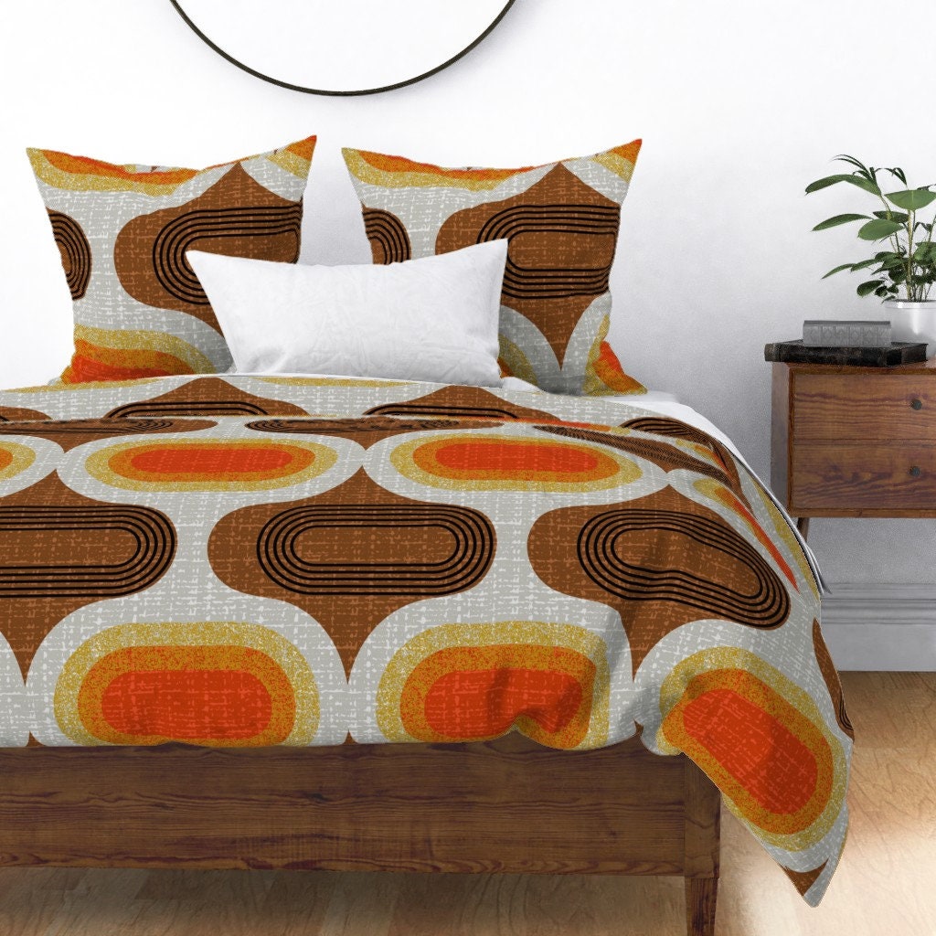 Retro Duvet Cover Tweedy Seventies Ogee 1970s by Ottomanbrim - Etsy