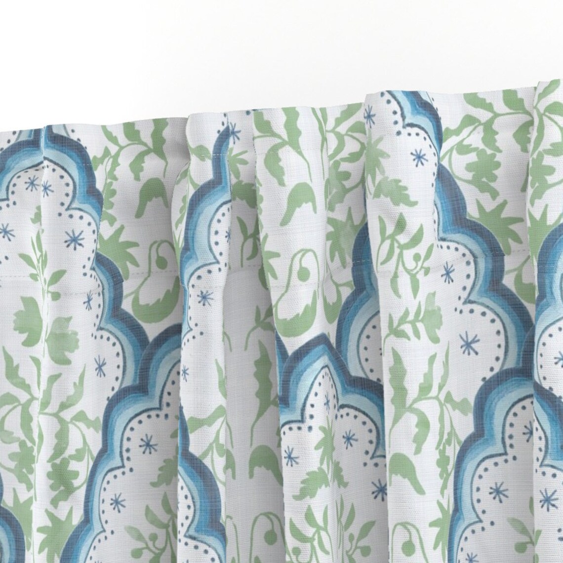 Scallop Botanical Curtain Panel - India Paisley Block Print Custom ...