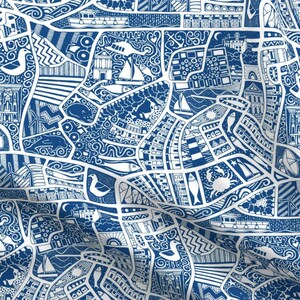 Coastal Sheets - Seaside Living Blue by Scrummy - Nautical Map Seaside ...