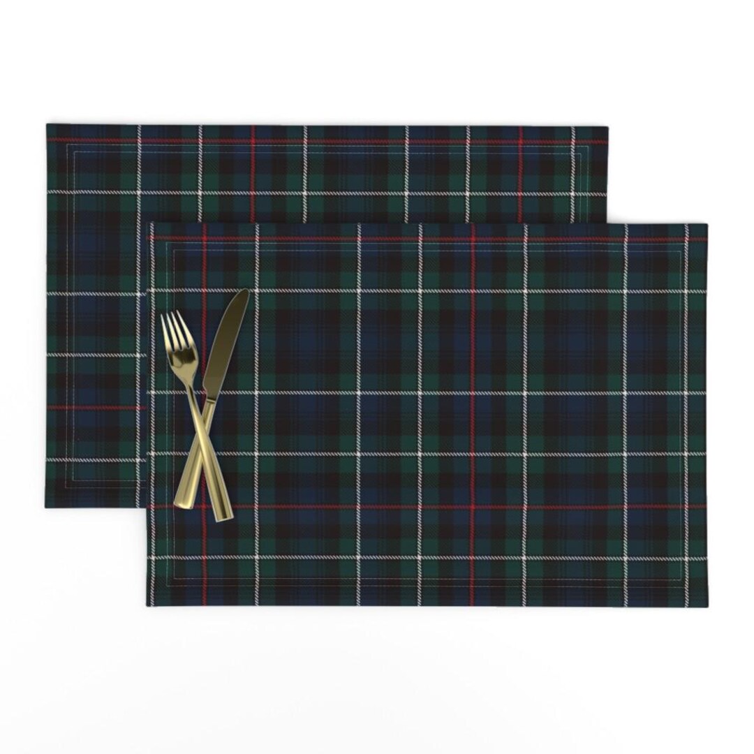 Tartan Placemats Set of 2 - Plaid Geometric Squares Home Decor Checked ...