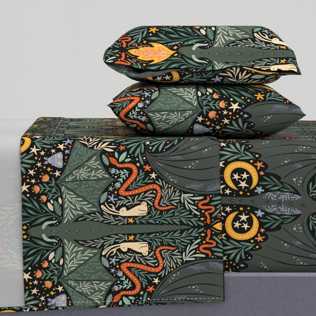 Maximalist Sheets - Folk Dragons Large by Writtenbykristen - Fantasy ...
