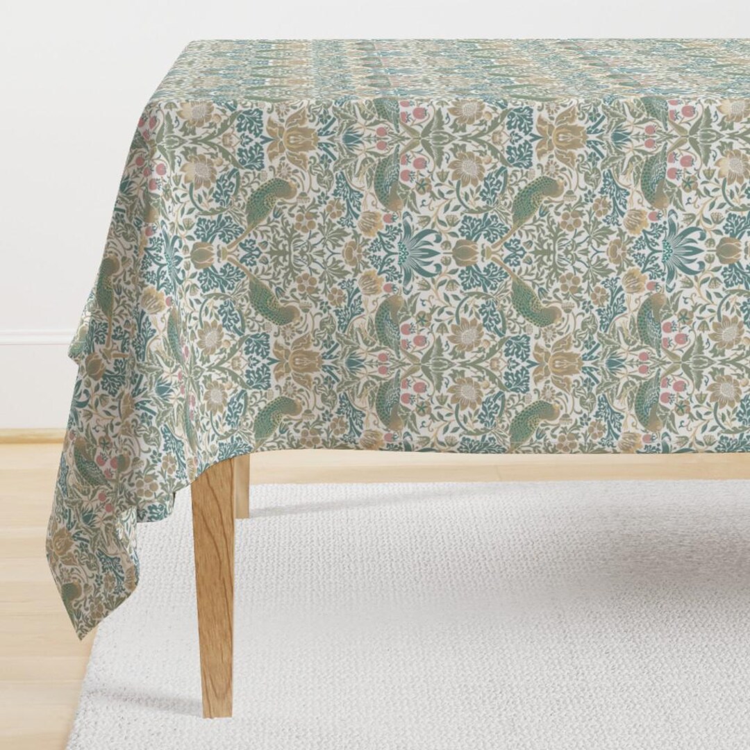 Heritage Cottagecore Tablecloth - Strawberry Thief Pastel by Utart ...