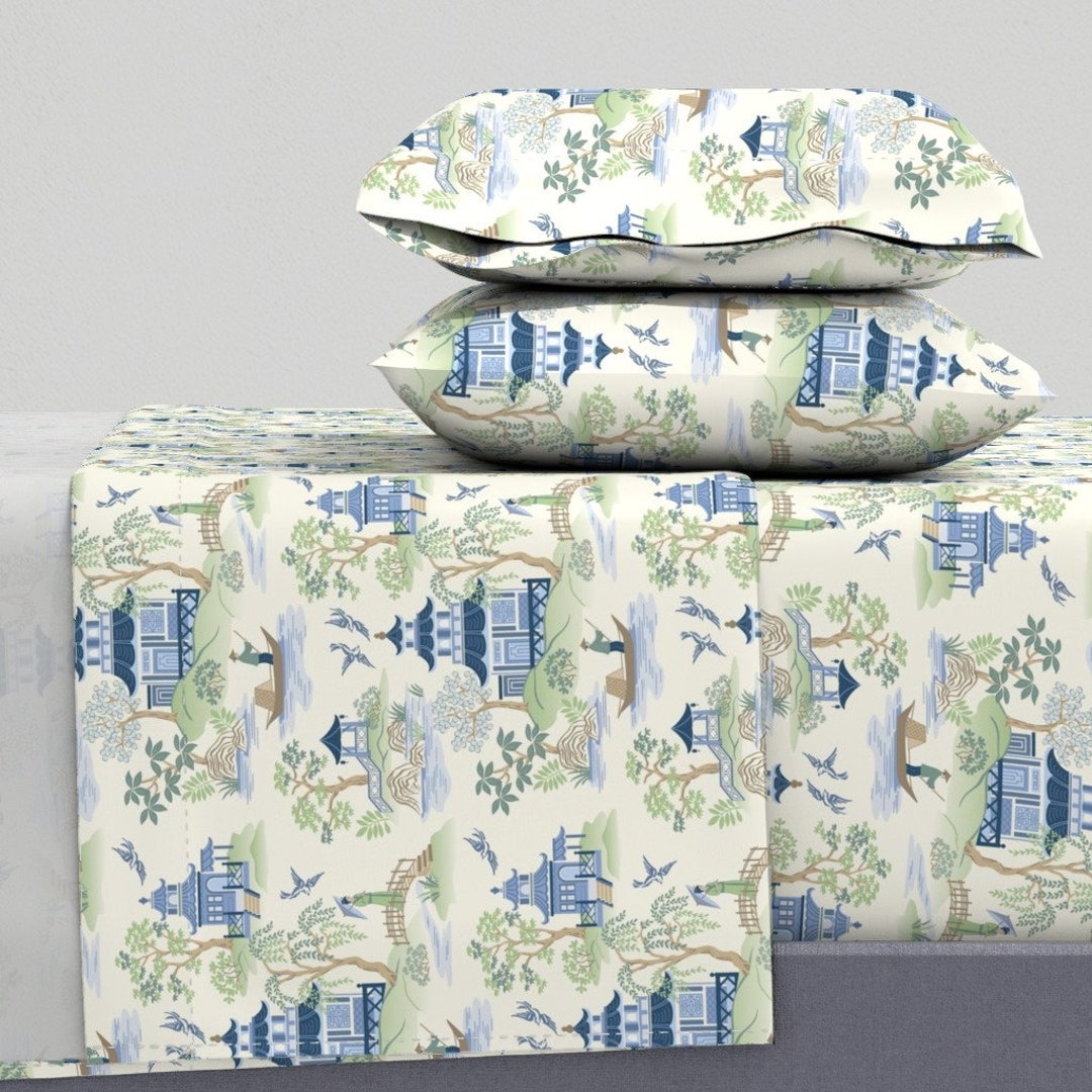 Chinoiserie Sheets Chinoiserie by Barbarapixton Pagoda Asian Inspired ...
