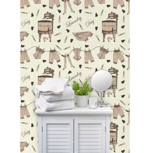 Vintage Laundry Non-pasted Wallpaper Gadgets Geek Retro Laundry Pegs ...