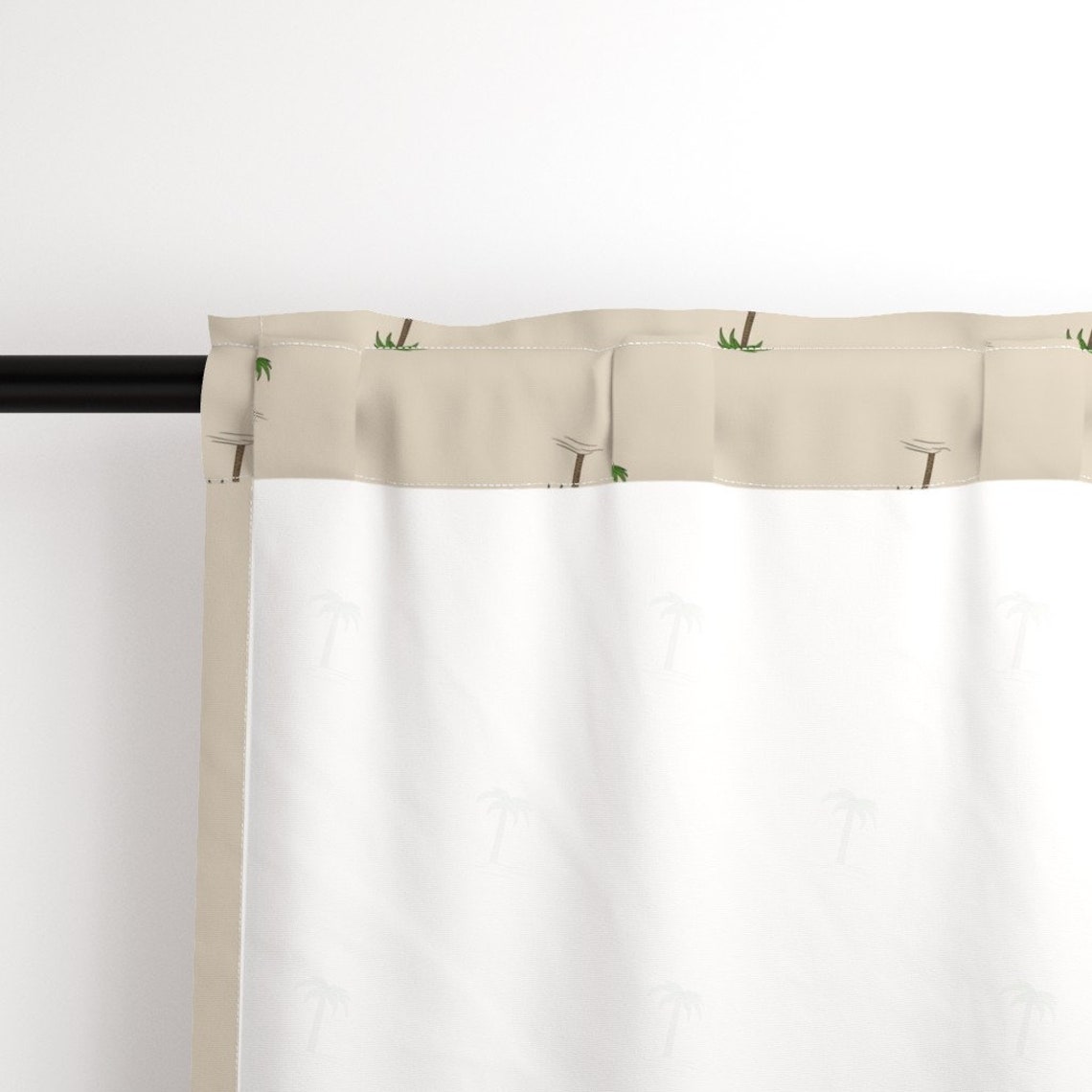 Palm Tree Curtain Panel - Tan Beach Tropical Small Sandy Preppy Coastal ...