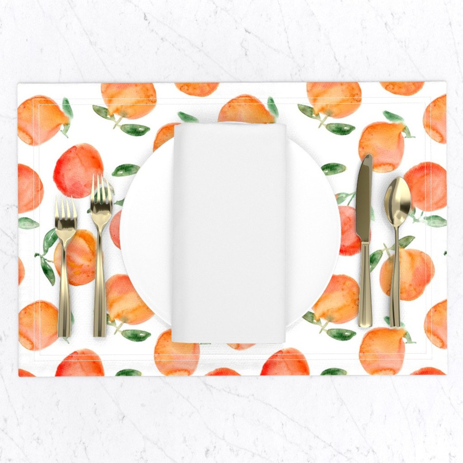 Summer Fruit Placemats set of 2 Watercolor Oranges Larger by ...