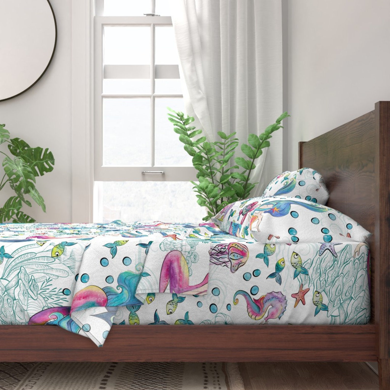 Cute Sheets Modern Mermaids by Gingerlique Fish Seahorse - Etsy