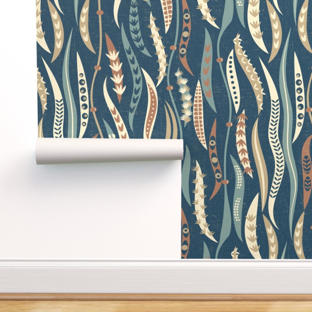 Retro Nature Commercial Grade Wallpaper Wild Grasses With - Etsy