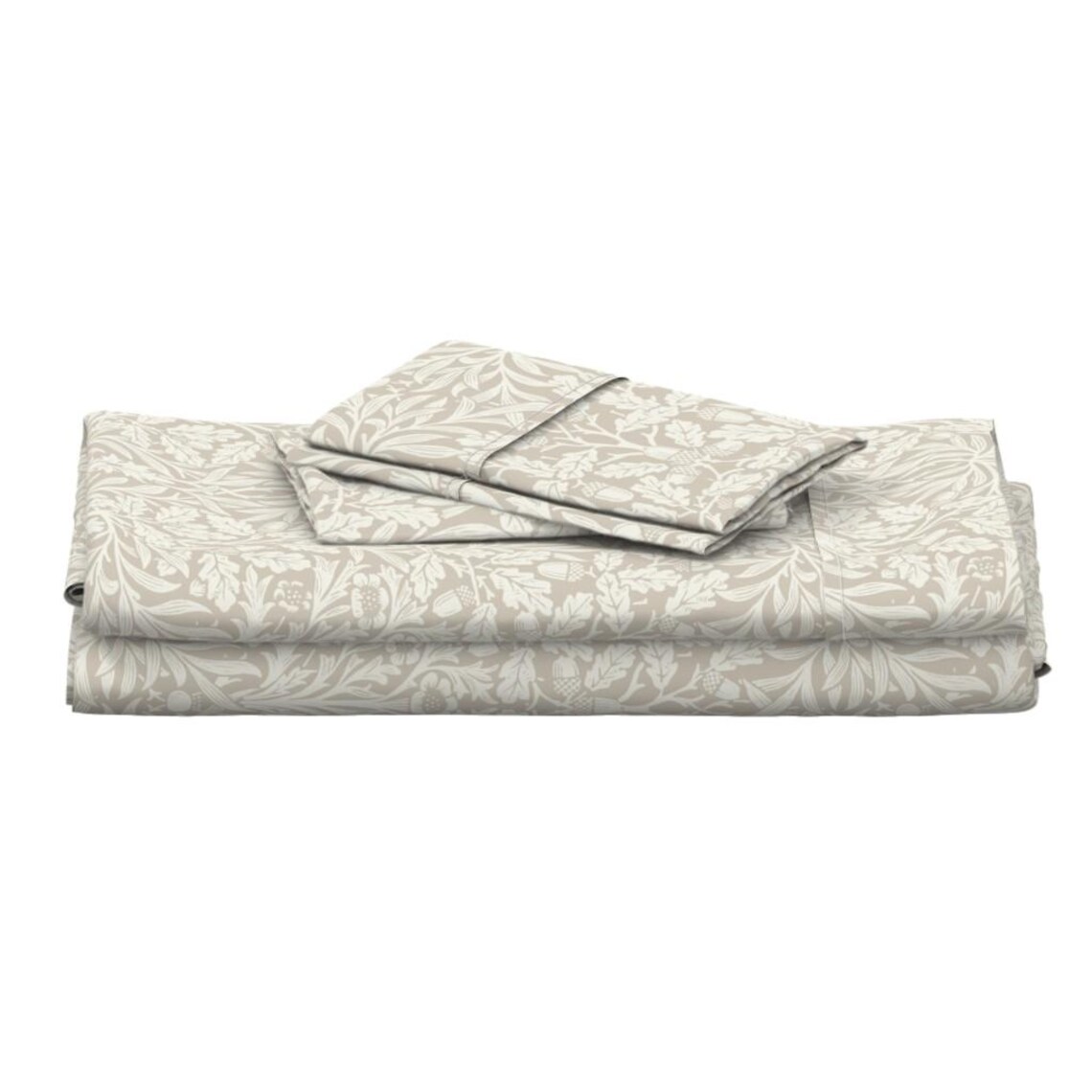 Vintage Neutral Sheets - Acorn William Morris by Salvagescapes - Damask ...