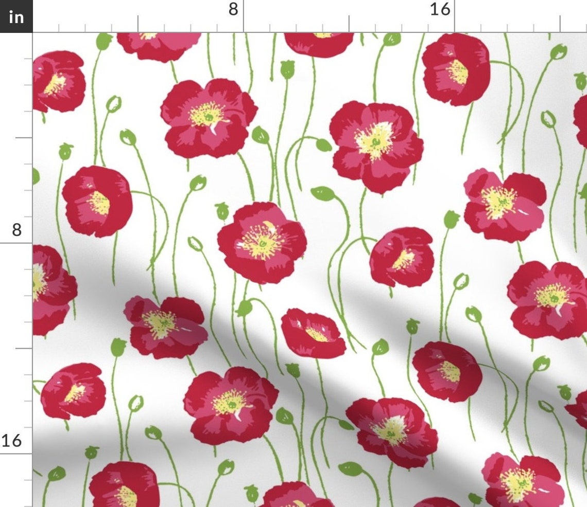 Small Red Poppies Tea Towels Set of 2 Poppies by jillbyers | Etsy