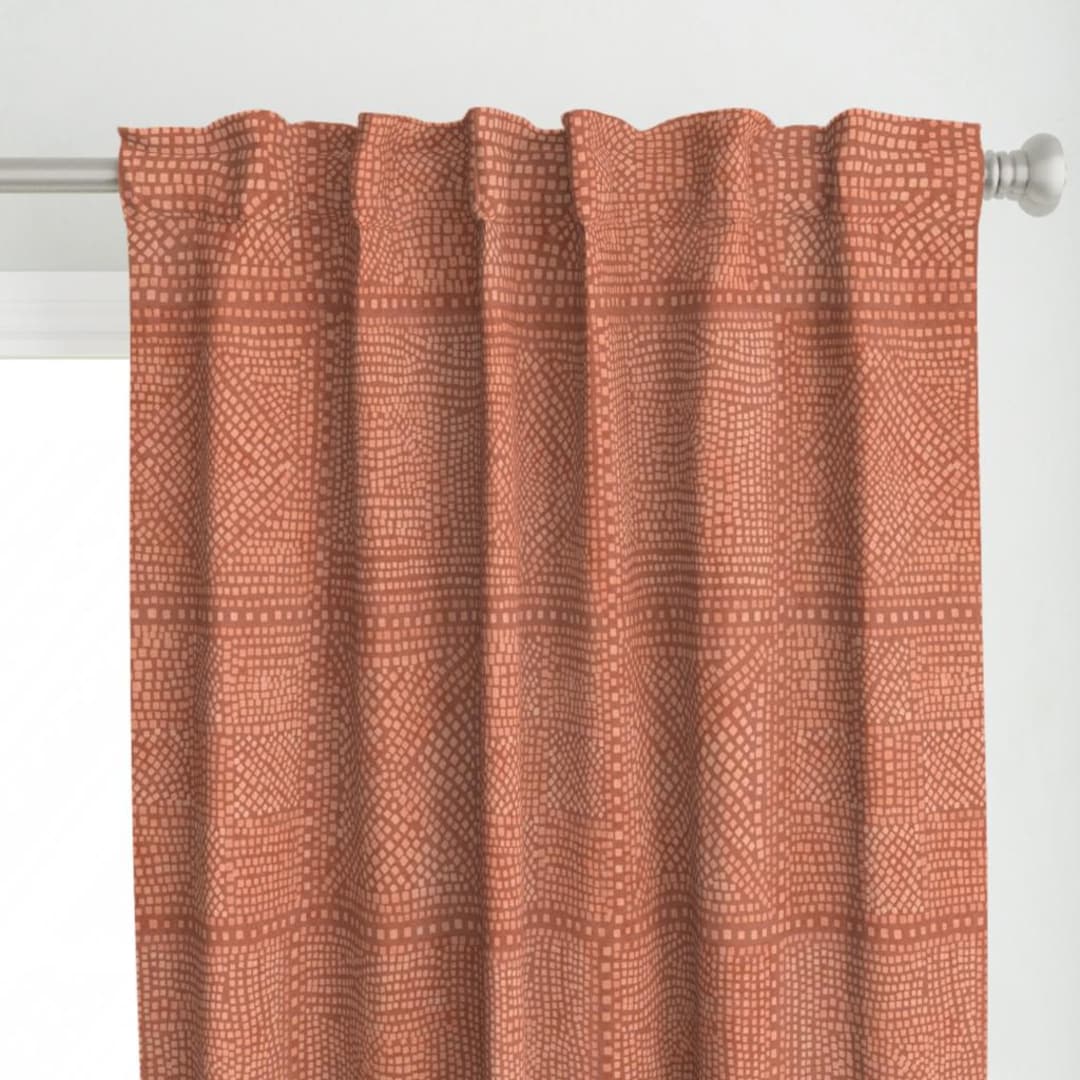 Rust Mosaic Curtain Panel - Adobe Terracotta by Kindred_spirit_art ...