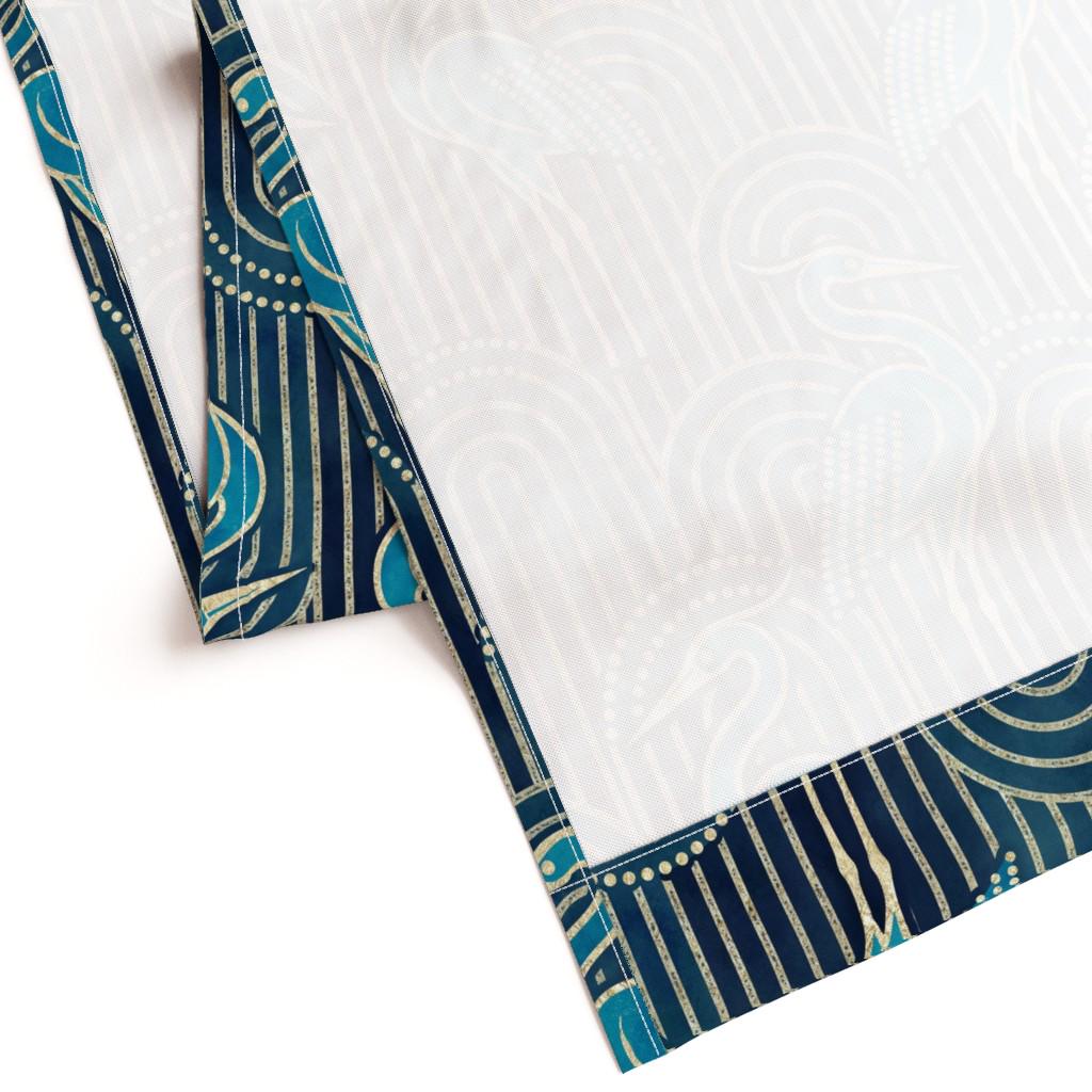 Teal Crane Curtain Panel - Bold Large Scale Art Deco Blue Birds Modern ...