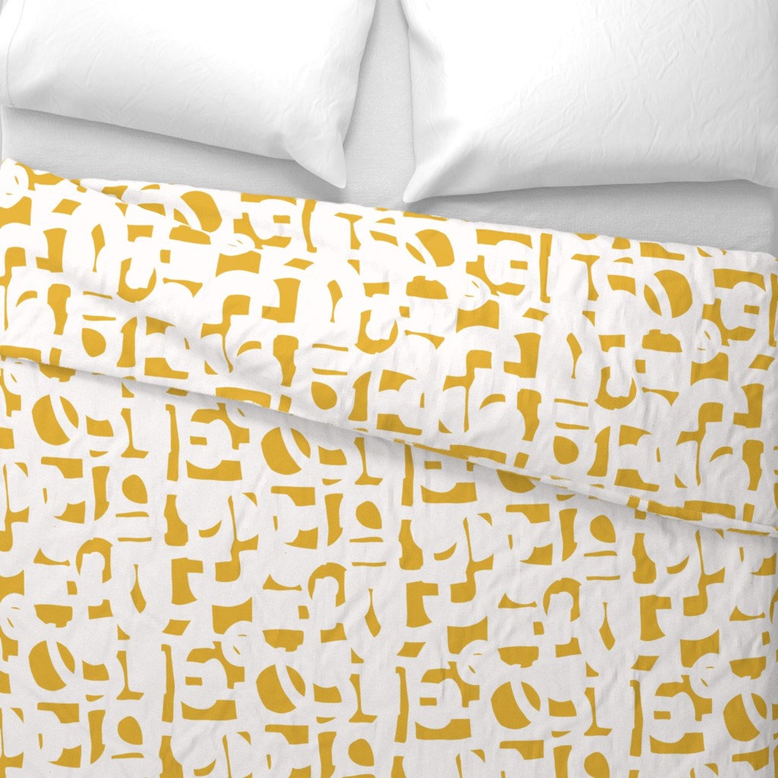 Modern Duvet Cover Mustard Shapes by Louisemargaret - Etsy