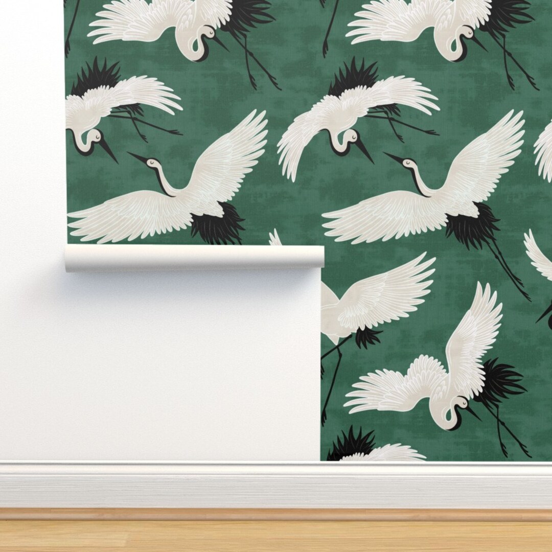 Cranes Non-pasted Wallpaper Birds Hollywood Glamour Drama Green Nature ...
