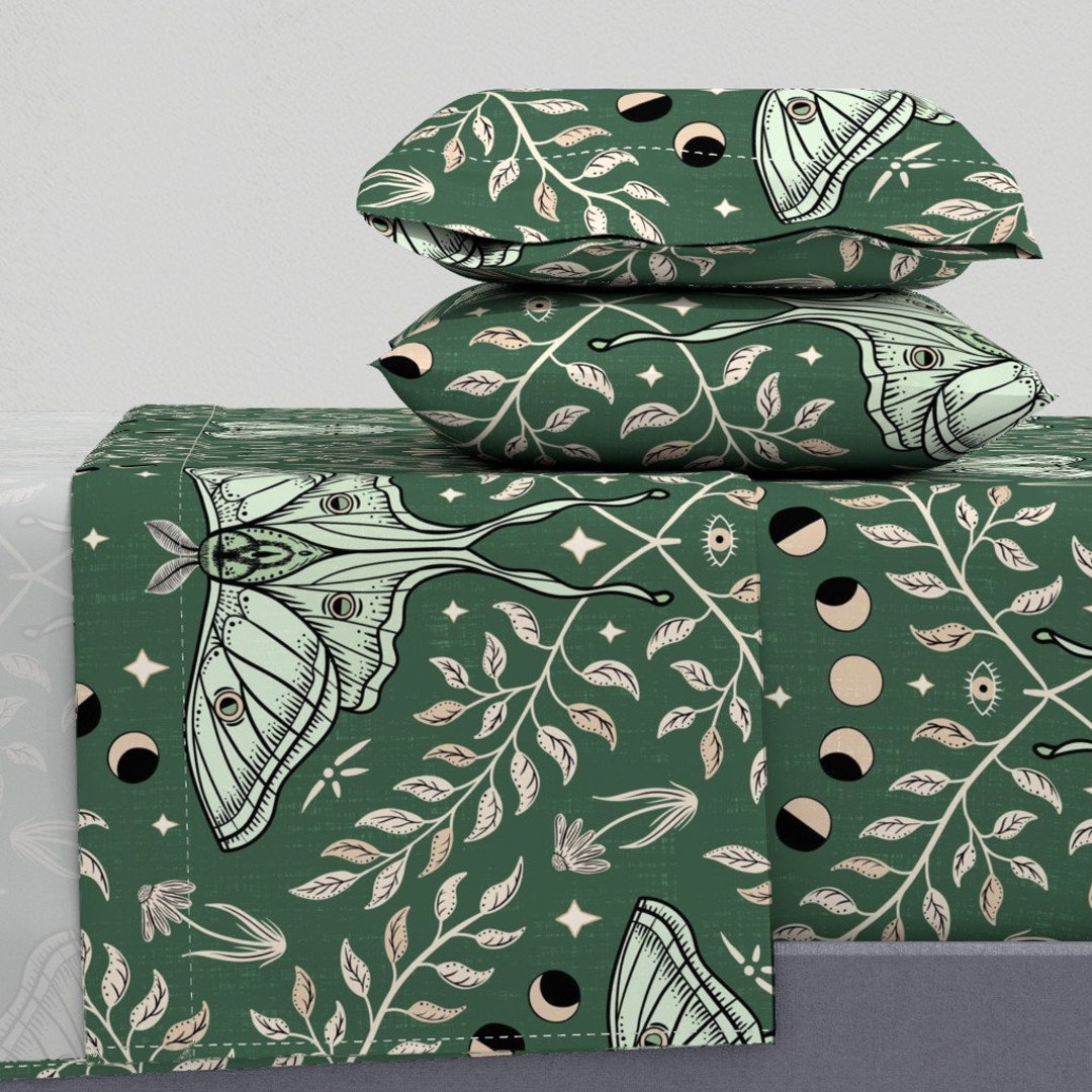 Boho Night Sky Sheets Luna Moths Damask by Misentangledvision Moon ...