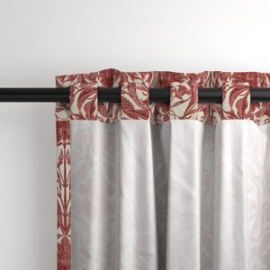 Ruby Red Floral Curtain Panel - Block Print Traditional Folk Art Damask ...