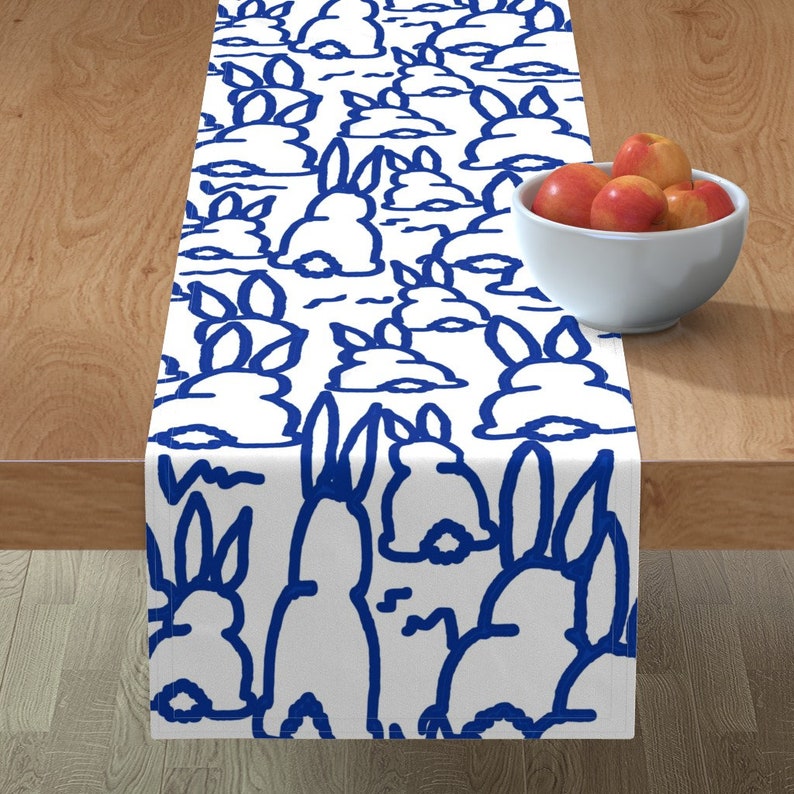 Rabbit Table Runner Blue Bunny Bottoms by Jenlats Spring - Etsy