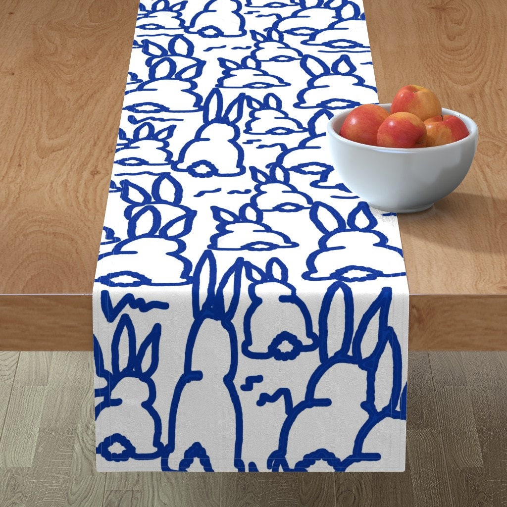 Rabbit Table Runner Blue Bunny Bottoms by Jenlats Spring - Etsy
