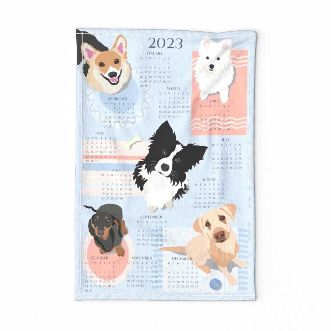 2023 Calendar Tea Towel Calendar Dogs2023 by - Etsy