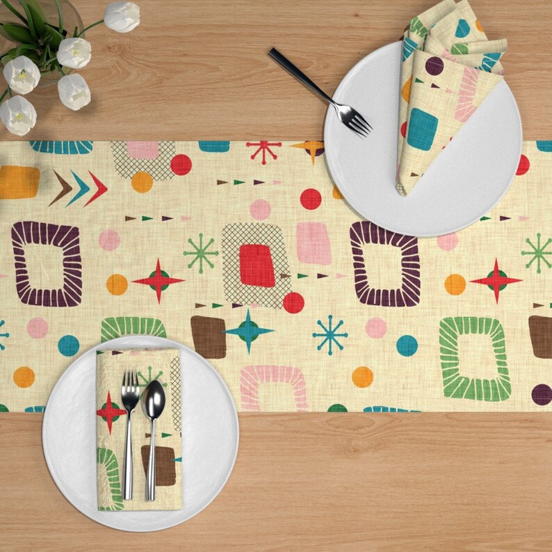 Retro Mod Table Runner 1950s Atomic Pattern by Bruxamagica | Etsy