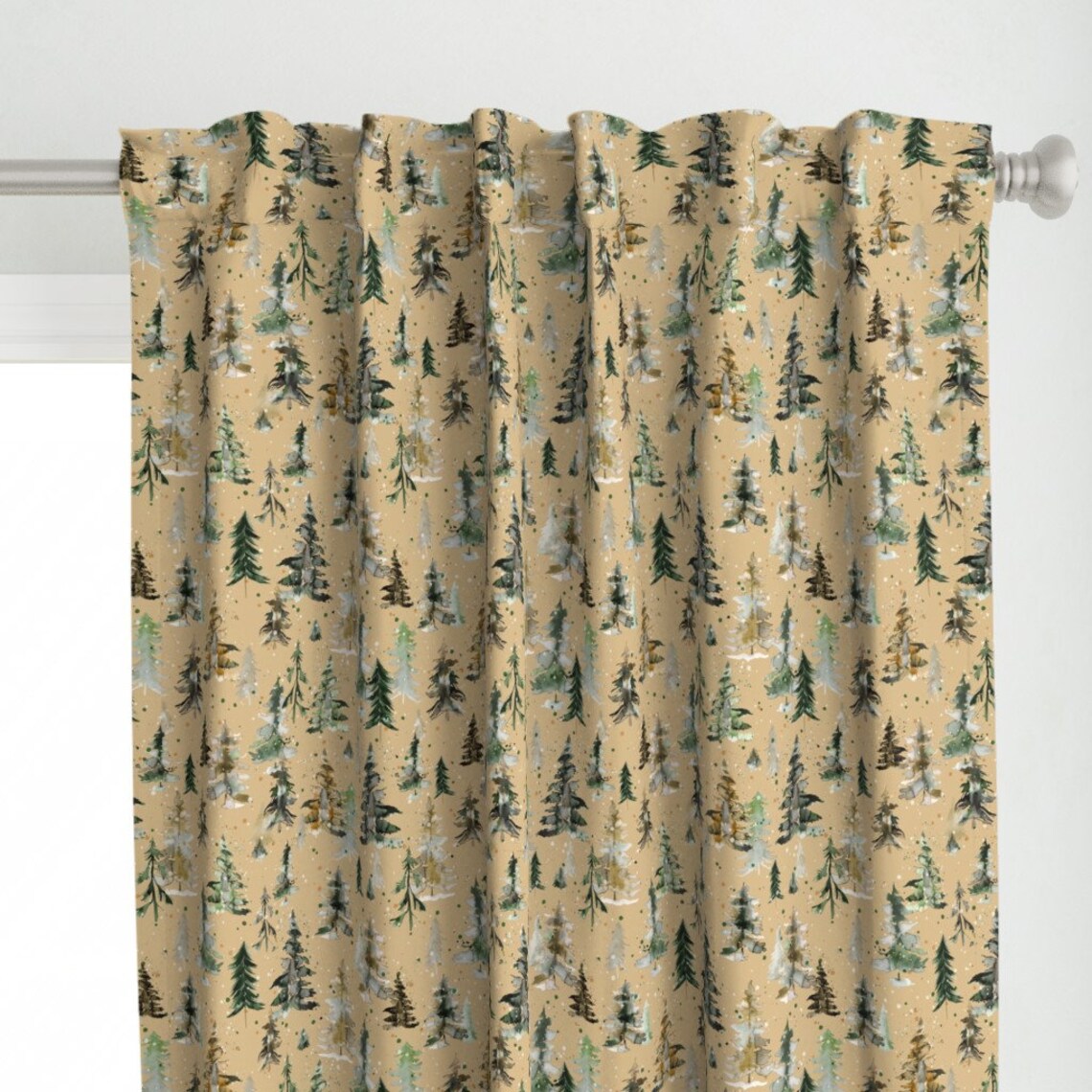 Woodland Trees Curtain Panel Pines and Spruces by - Etsy