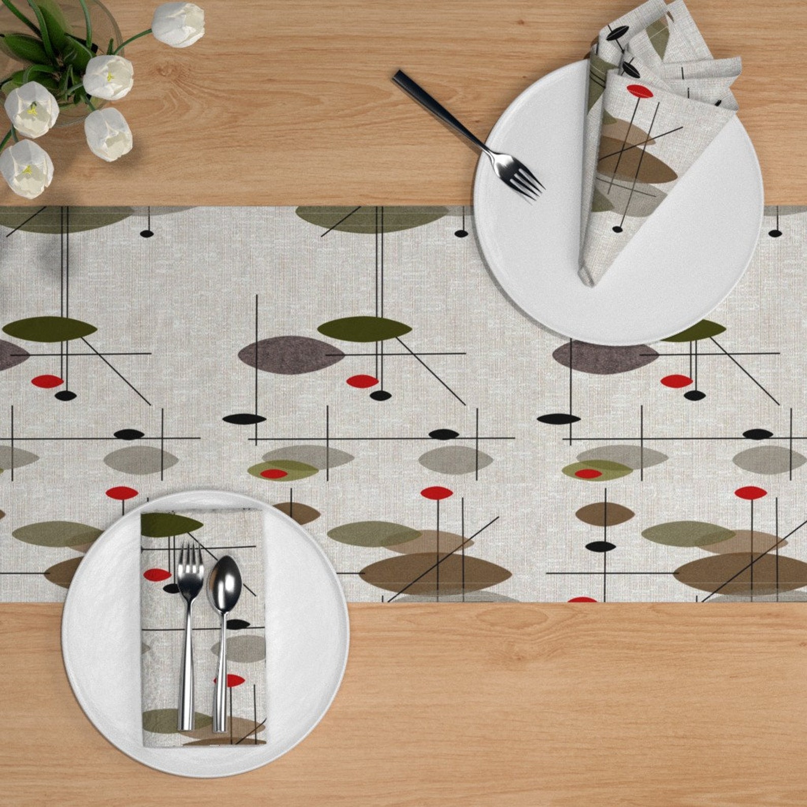 Mid-century Modern Table Runner Hanging Orbs by - Etsy