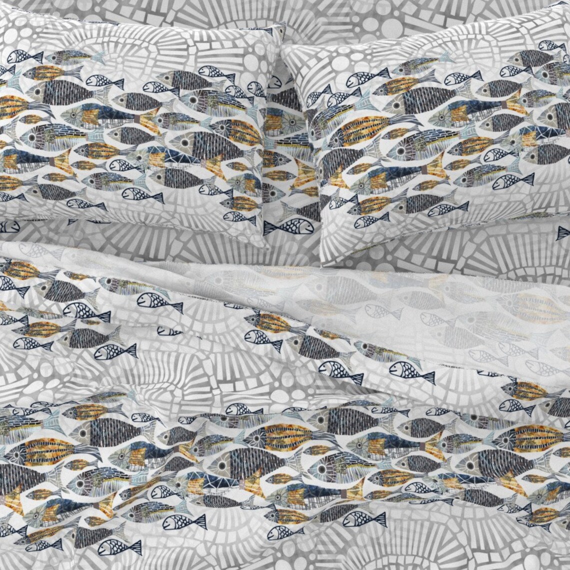 Nautical Sheets Catch of the Day by Mimipinto Mosaic Fish - Etsy