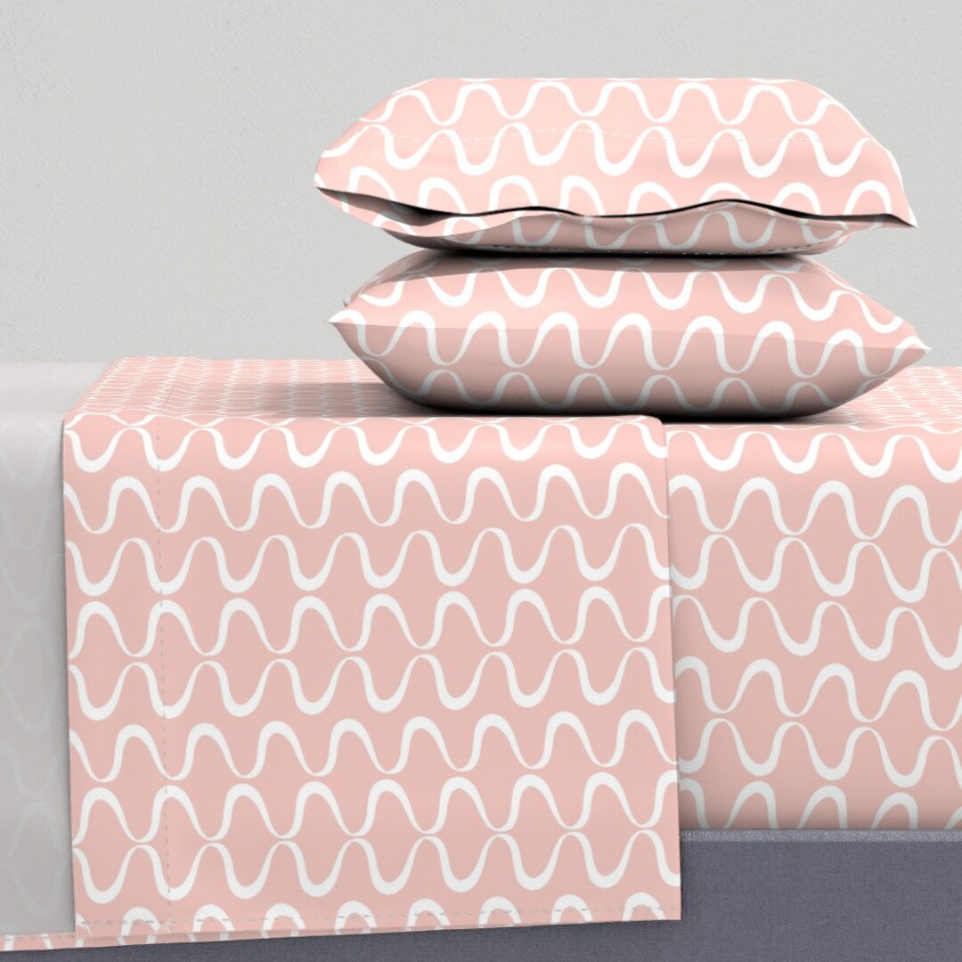 Abstract Waves Sheets - Pink Waves by Lilie_design - Pastel Pink White ...