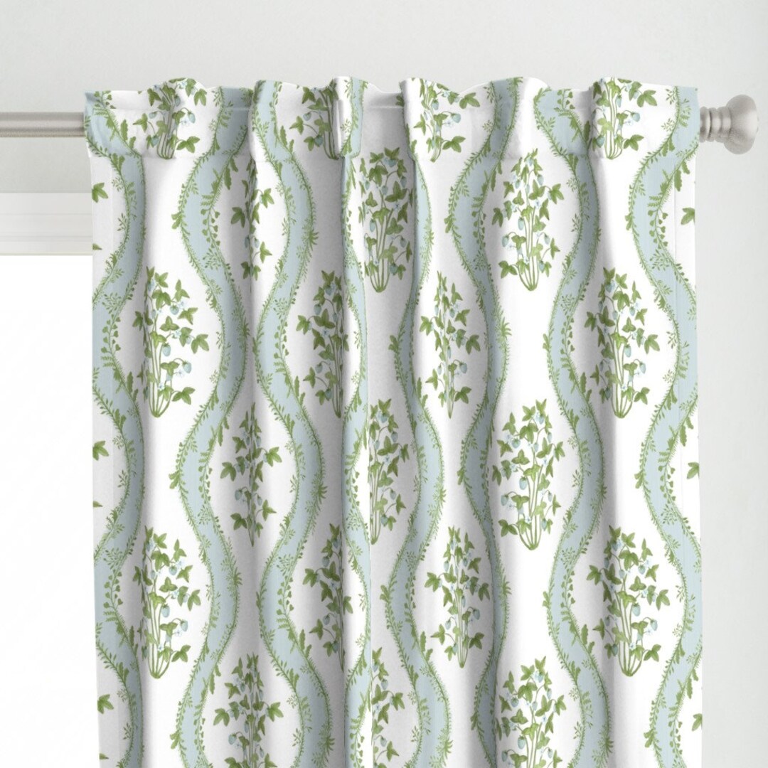 Cottagecore Vine Curtain Panel - Strawberry Stripe by Danika_herrick ...