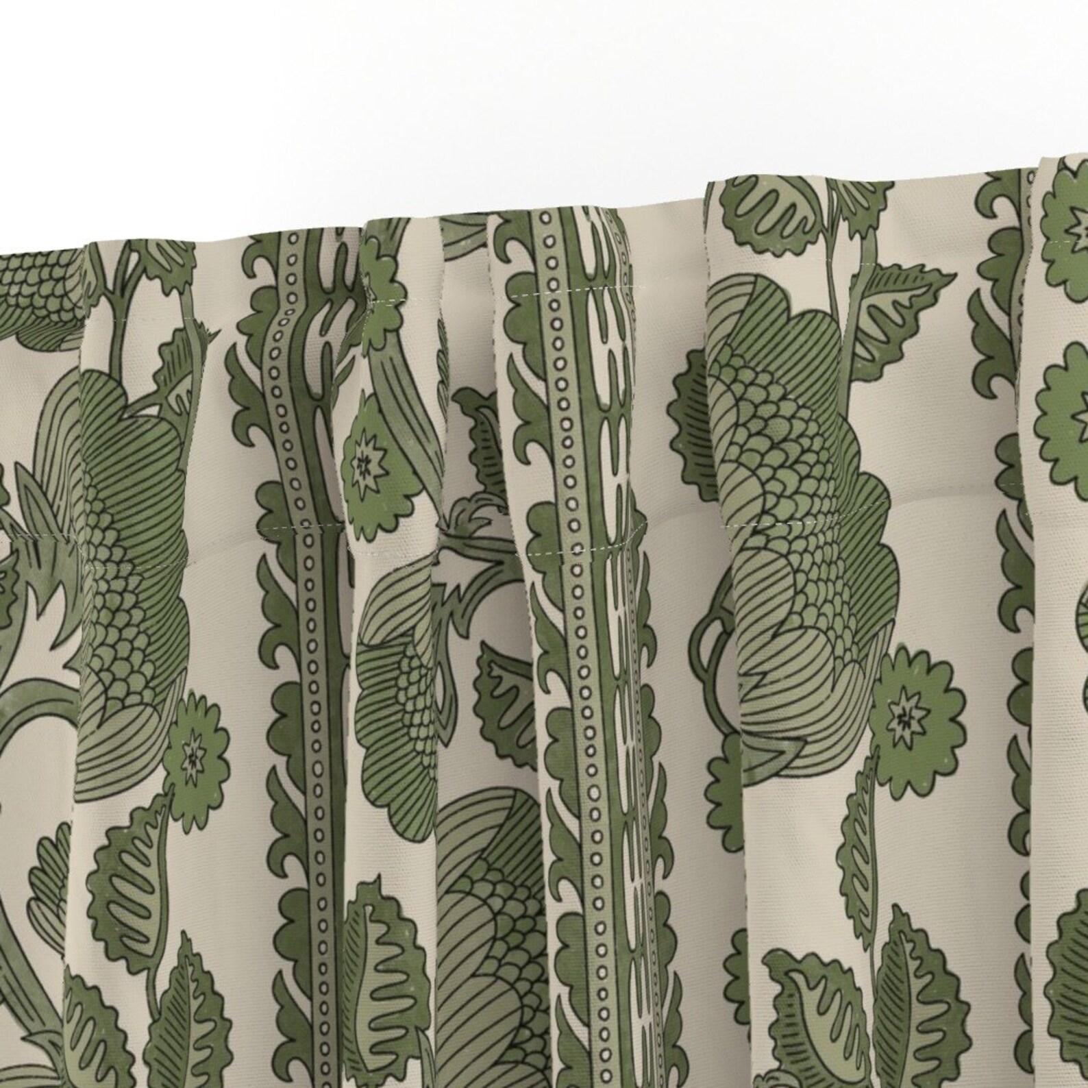 Olive Sage Floral Curtain Panel Trailing Floral by Jen_owens ...