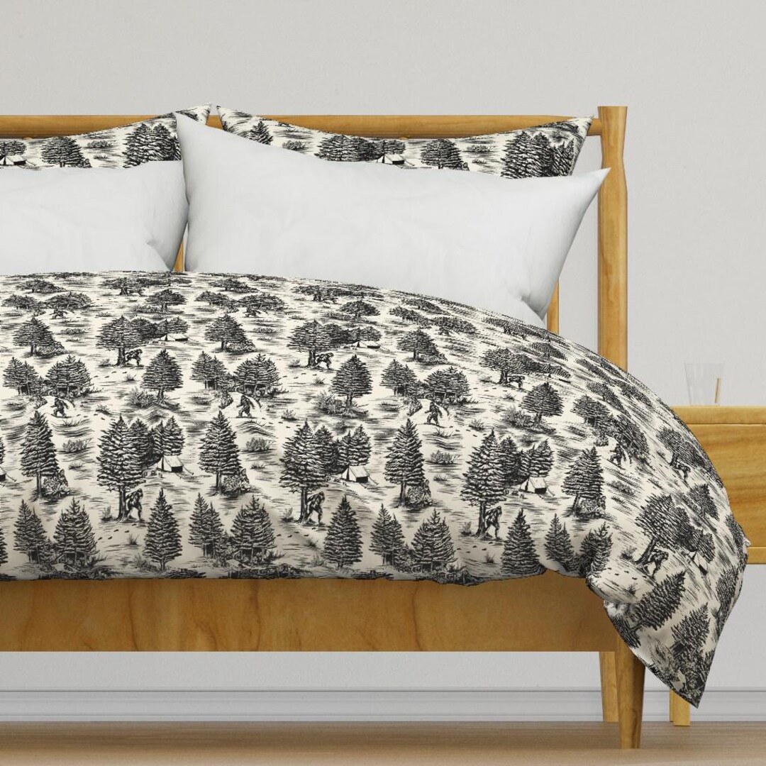 Sasquatch Bedding - Bigfoot Toile by Somecallmebeth - Black Bigfoot ...