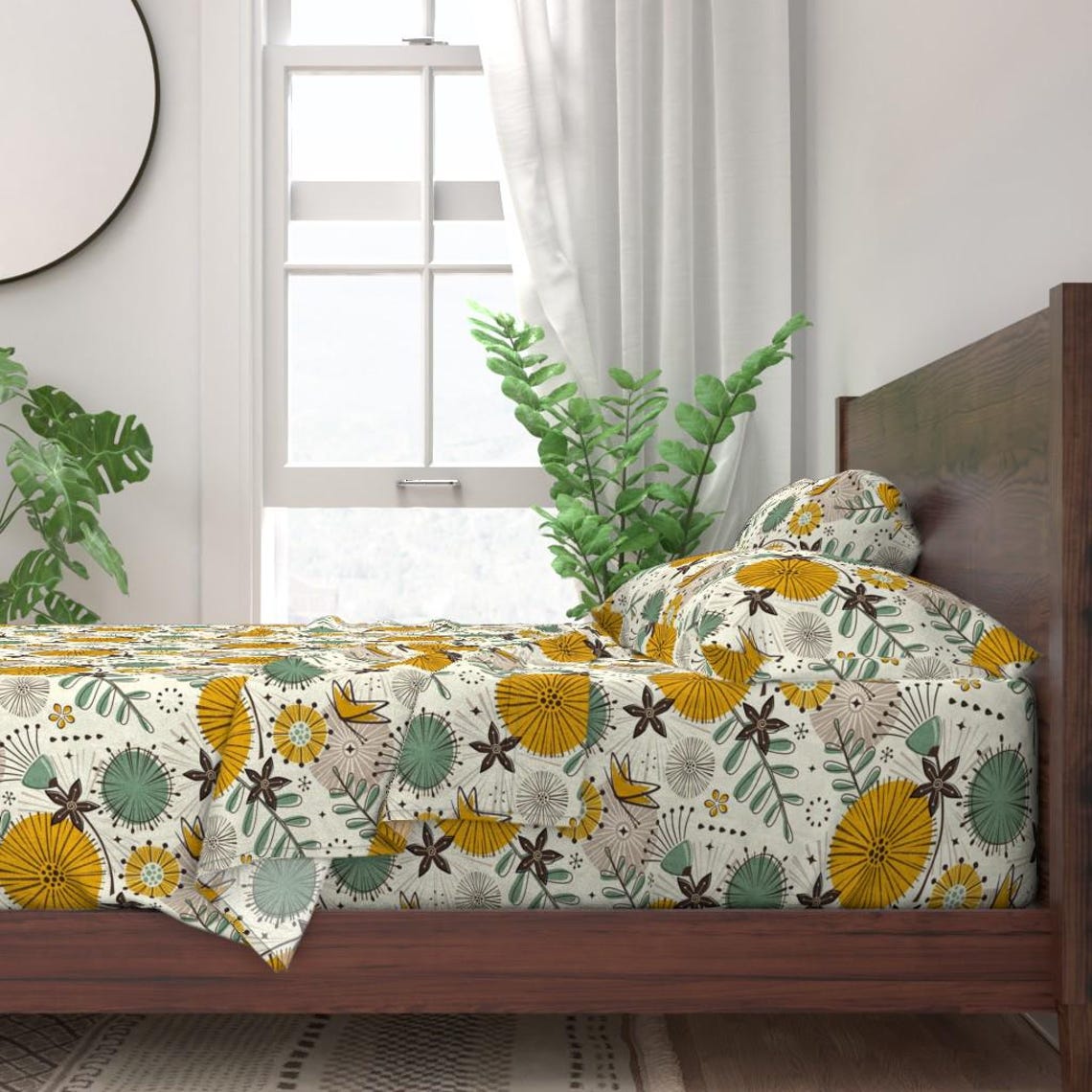 Mid Mod Garden Sheets - Wild Garden by Studioxtine - Vintage Retro ...