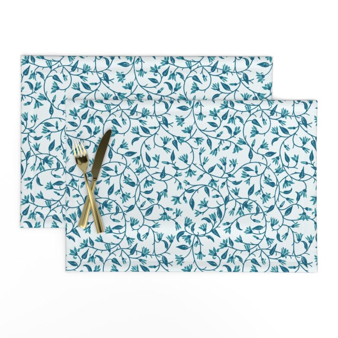 Blue Botanical Placemats (set of 2) - Indie Floral by Gabrielle_marlow ...