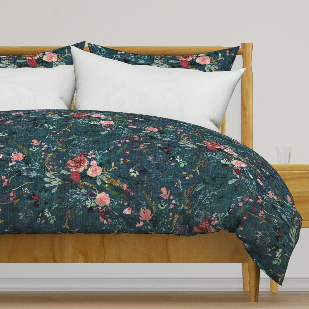 Bohemian Floral Bedding - Fable Floral Teal by Nouveau_bohemian - Boho ...