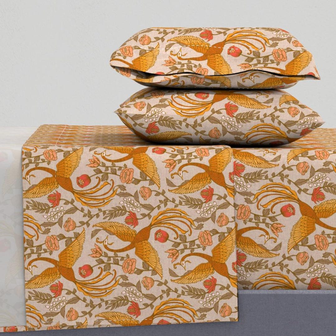 Vintage Phoenix Sheets - Phoenix Garden by Ceciliamok - Bird Floral ...