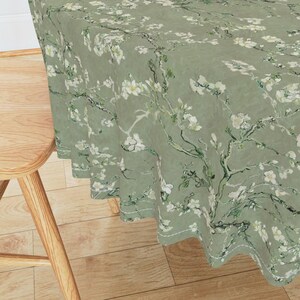 Impressionist Tablecloth - Almond Blossom Sage by Delinda_graphic ...