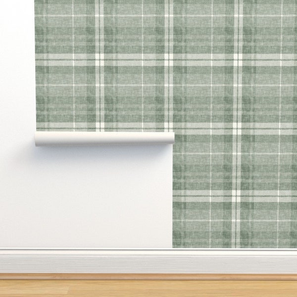 Sage Green Plaid Wallpaper - Etsy