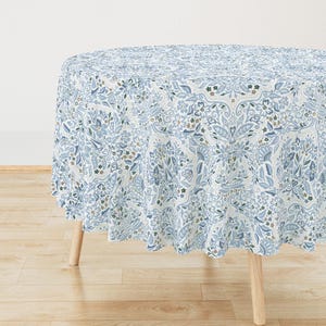 Grandmillennial Tablecloth - Victorian Blue Damask by Creativeinchi ...
