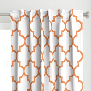 Orange Curtain Panel - Moroccan Tile Large Scale Lattice Trellis Custom ...