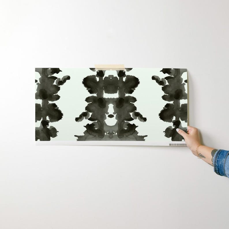 Black Ink Blot Textured Grasscloth Wallpaper - Abstract Paint Blob Ink ...
