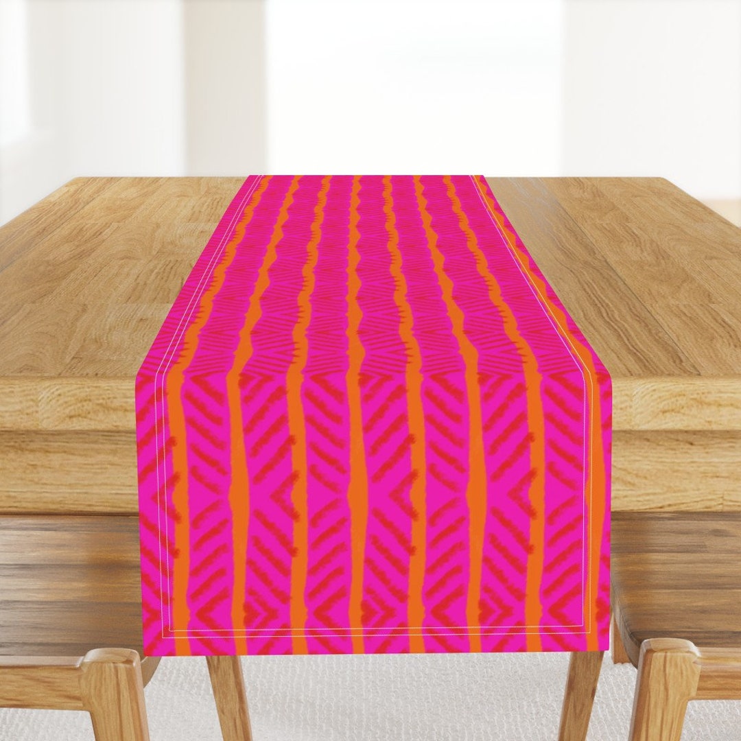 Bright Stripe Table Runner - Summer Tropical Hot Pink Orange Bold ...