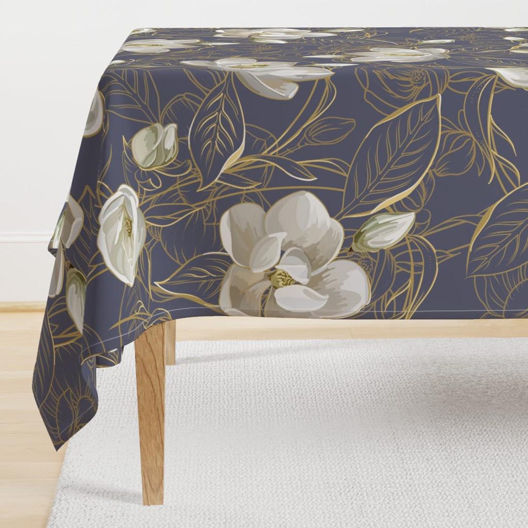 Flowers Tablecloth - Southern Magnolias | Large by Southwind - Cream ...