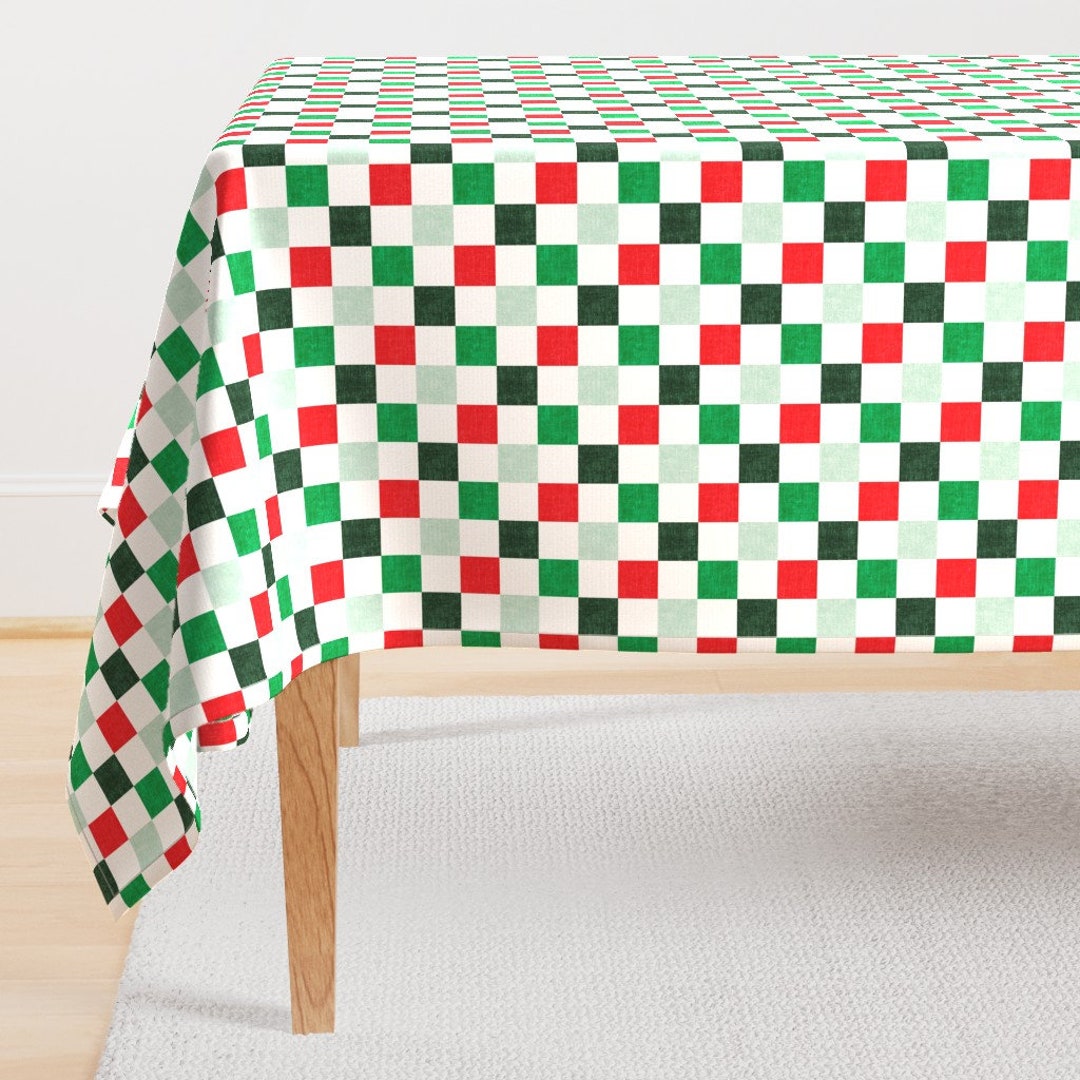 Holiday Check Tablecloth Christmas Checkerboard by Littlearrowdesign ...
